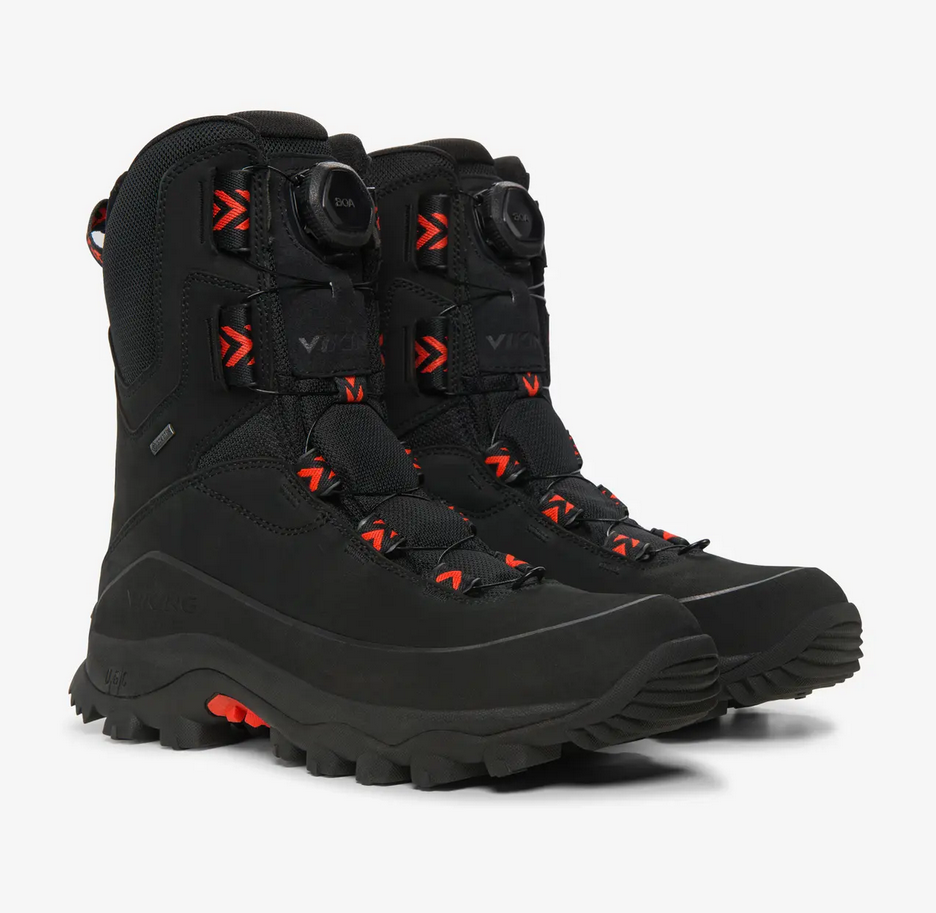 Viking Villrein High GTX BOA Metsästyskengät Black Black/Red - Metsovaruste.fi verkkokauppa